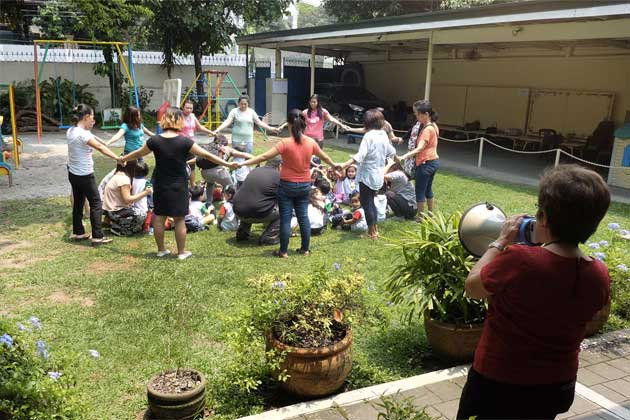 earthquake drill with yayas | OLL Child Development Center